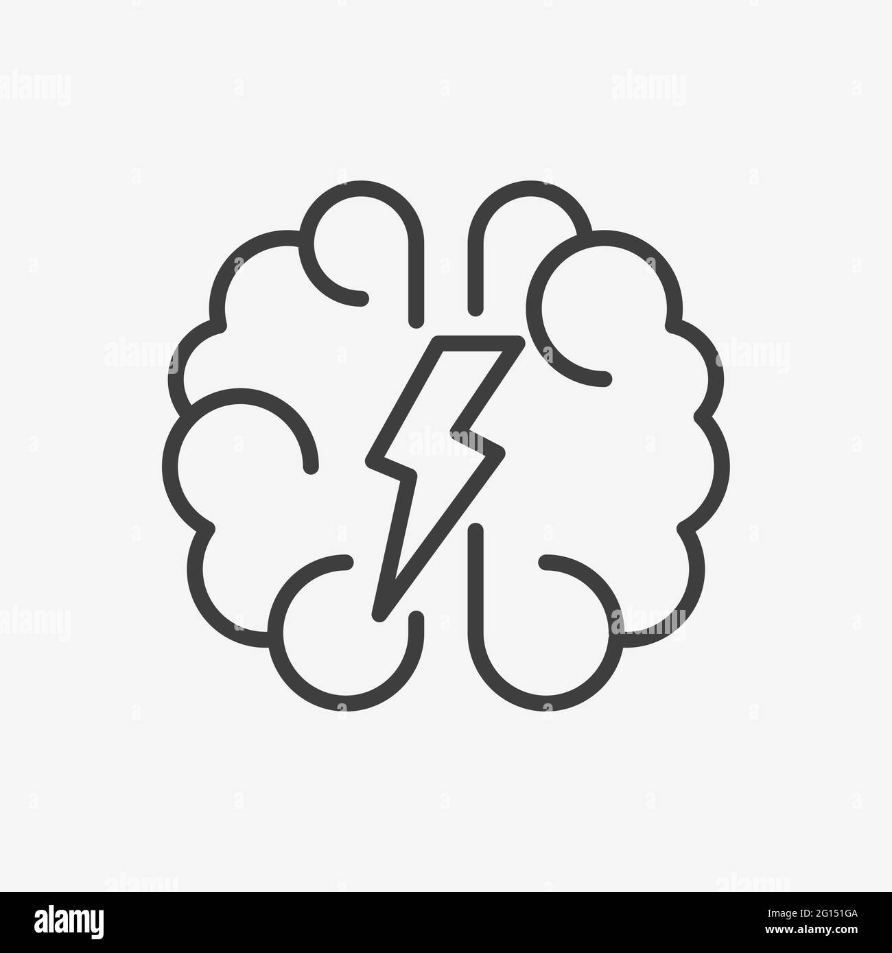 Brainstorm Line Icon. Lightning in brain innovation logo. Vector ...