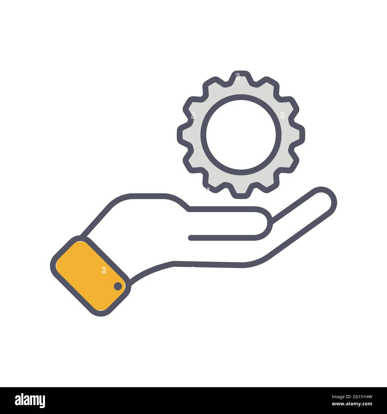 Development solution thin Line Icon. Gear in hand innovation logo ...