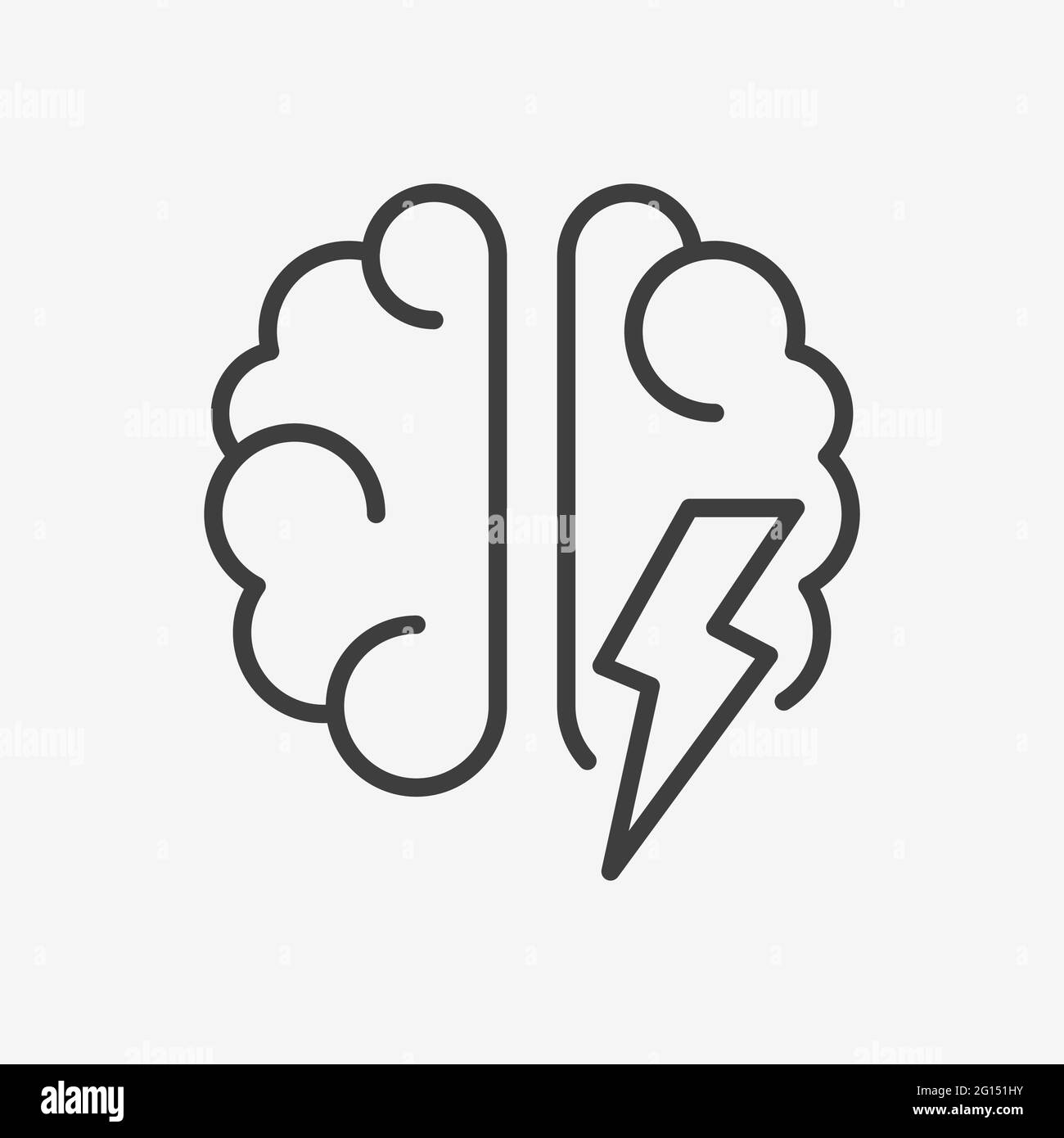 Brainstorm Line Icon. Lightning in brain innovation logo. Vector ...