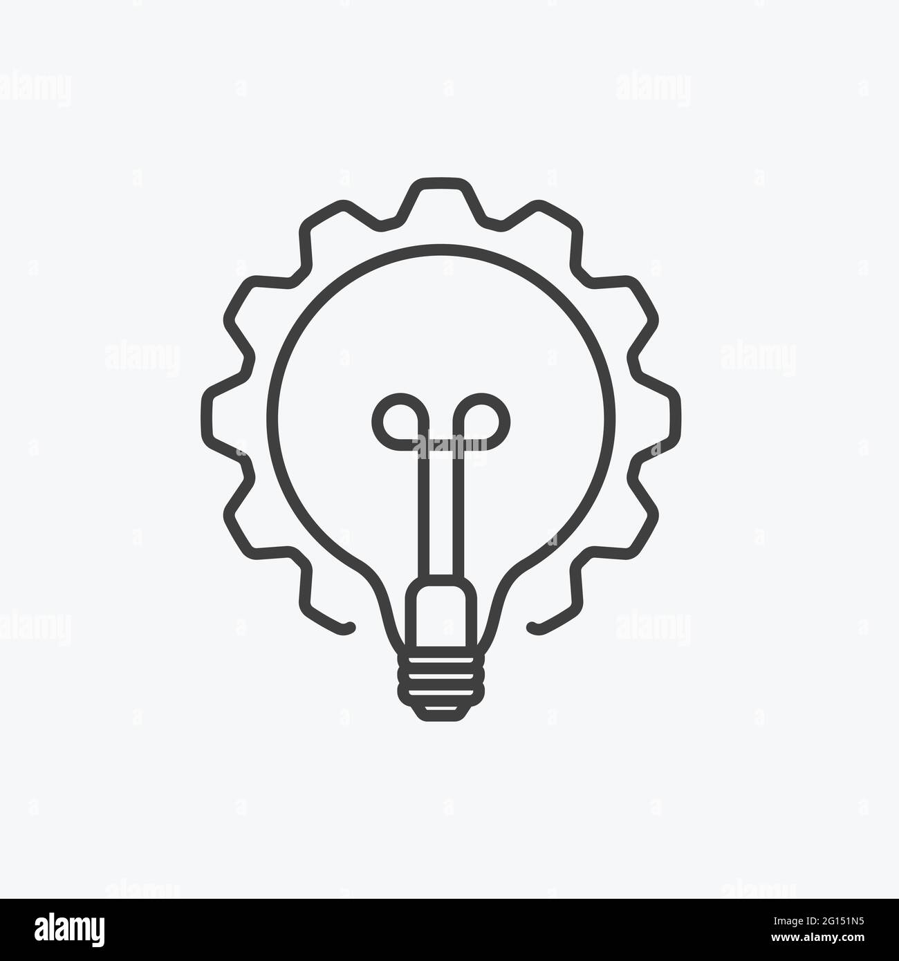 Innovation thin line symbol, cogwheel and lamp bulb Icon. Innovation ...