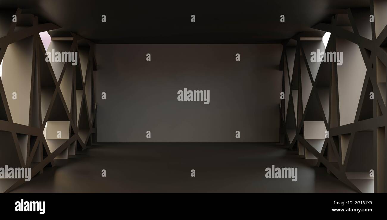 dark empty blank futuristic studio interior background 3d render ...