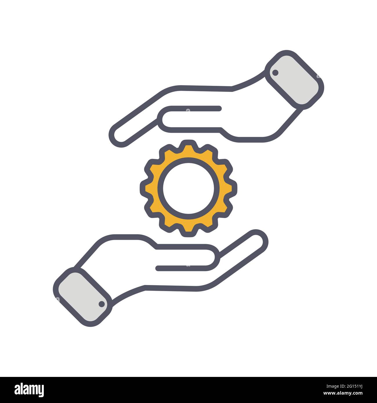Development solution thin Line Icon. Gear in hand innovation logo ...