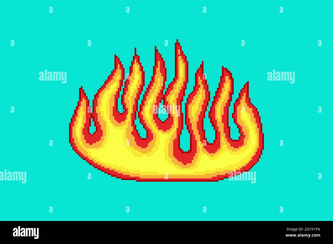 Pixel fire. Art 8 bit fire objects. Game icons set. Comic boom flame ...