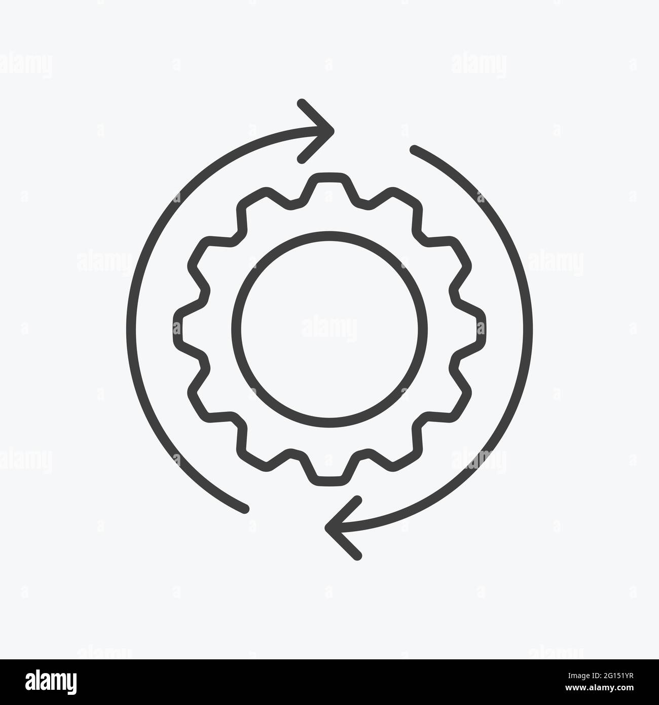 Development solution thin Line Icon. Gear with arrow innovation logo ...