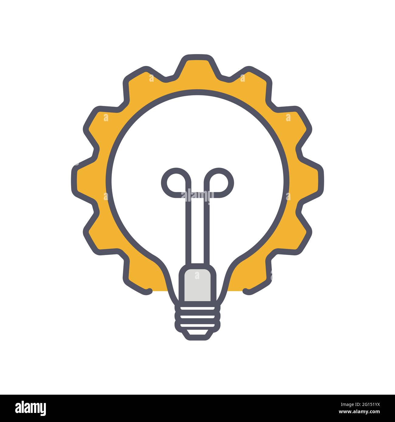 Innovation thin line symbol, cogwheel and lamp bulb Icon. Innovation ...