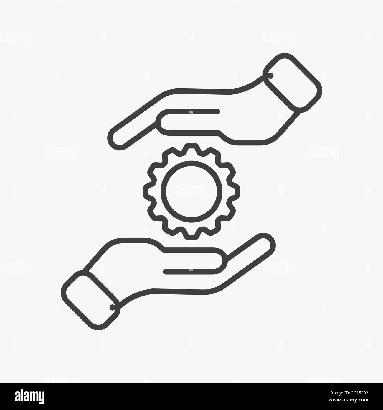 Development solution thin Line Icon. Gear in hand innovation logo ...