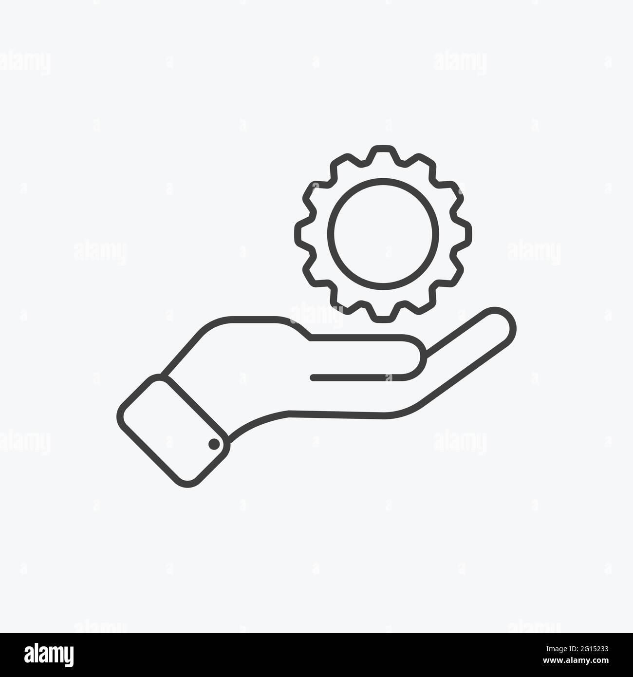 Development solution thin Line Icon. Gear in hand innovation logo ...