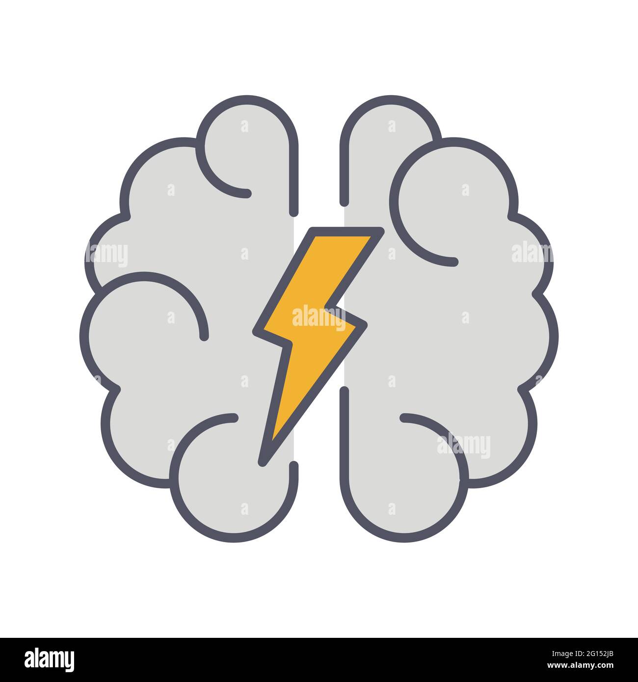 Brainstorm Line Icon. Lightning in brain innovation logo. Vector ...