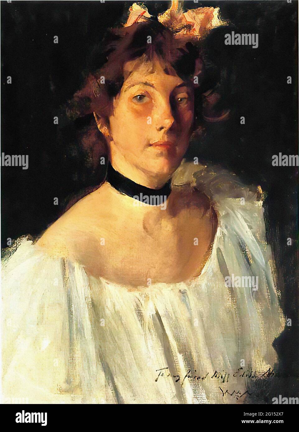 William Merritt Chase - Portrait Lady White Dress 1892 Stock Photo - Alamy