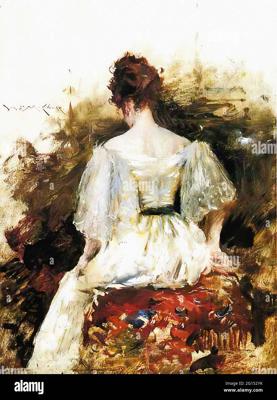 William Merritt Chase - Portrait Woman White Dress 1888 Stock Photo - Alamy
