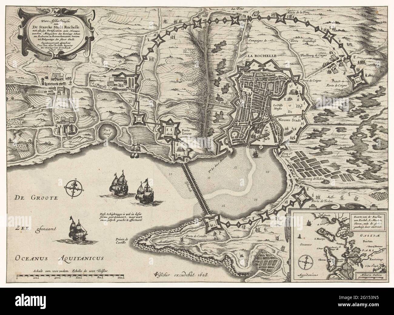 Map of the Siege of La Rochelle, 1627-1628; True figure of the Starcke ...