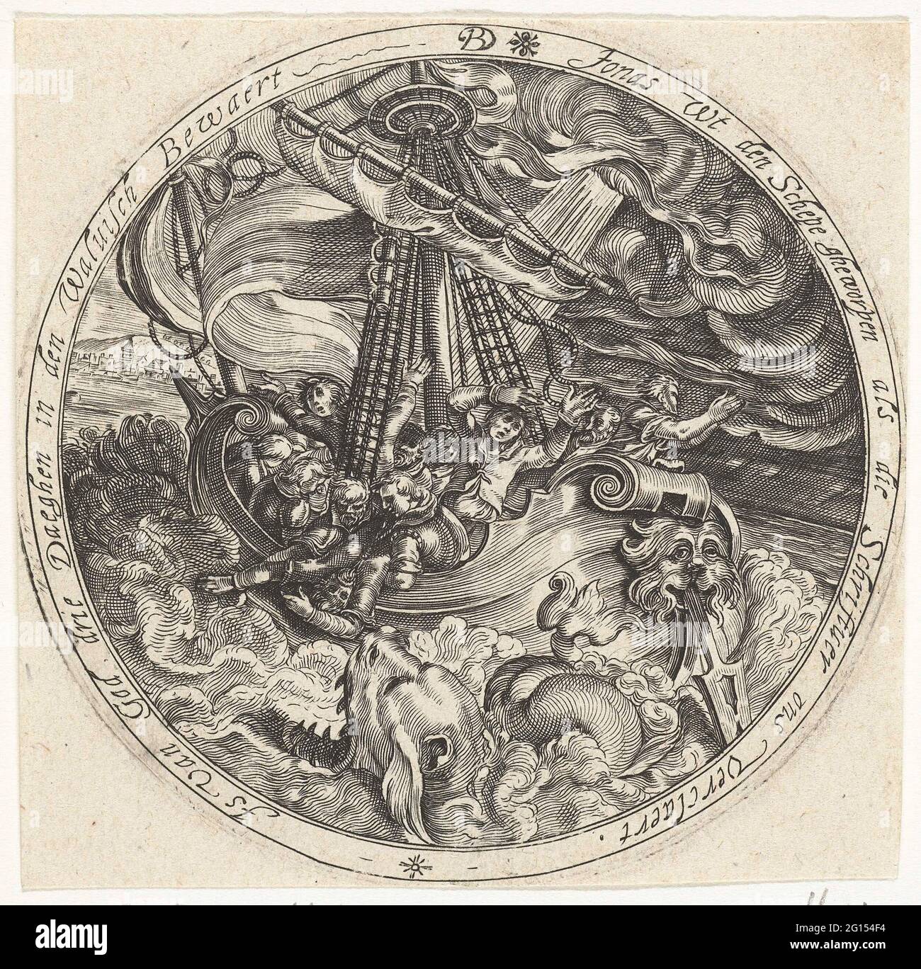 Jonah is thrown overboard by the sailors. The ship on which Jona Vaart ...