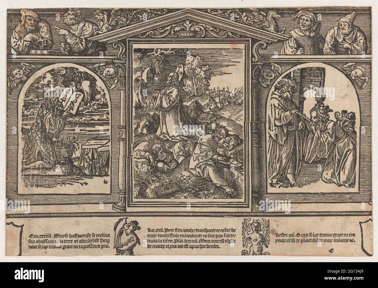 Christ on the olive mountain, Moses and Esther for Ahasveros. Lower ...