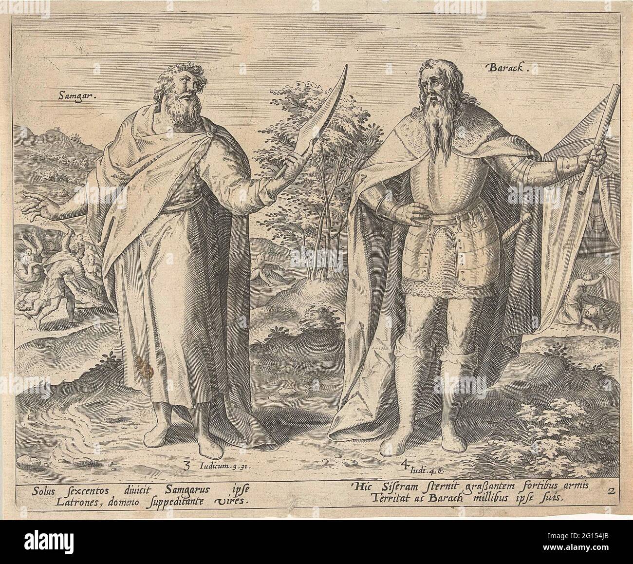 Samgar and Barak; The twelve judges of Israel. In the foreground the ...