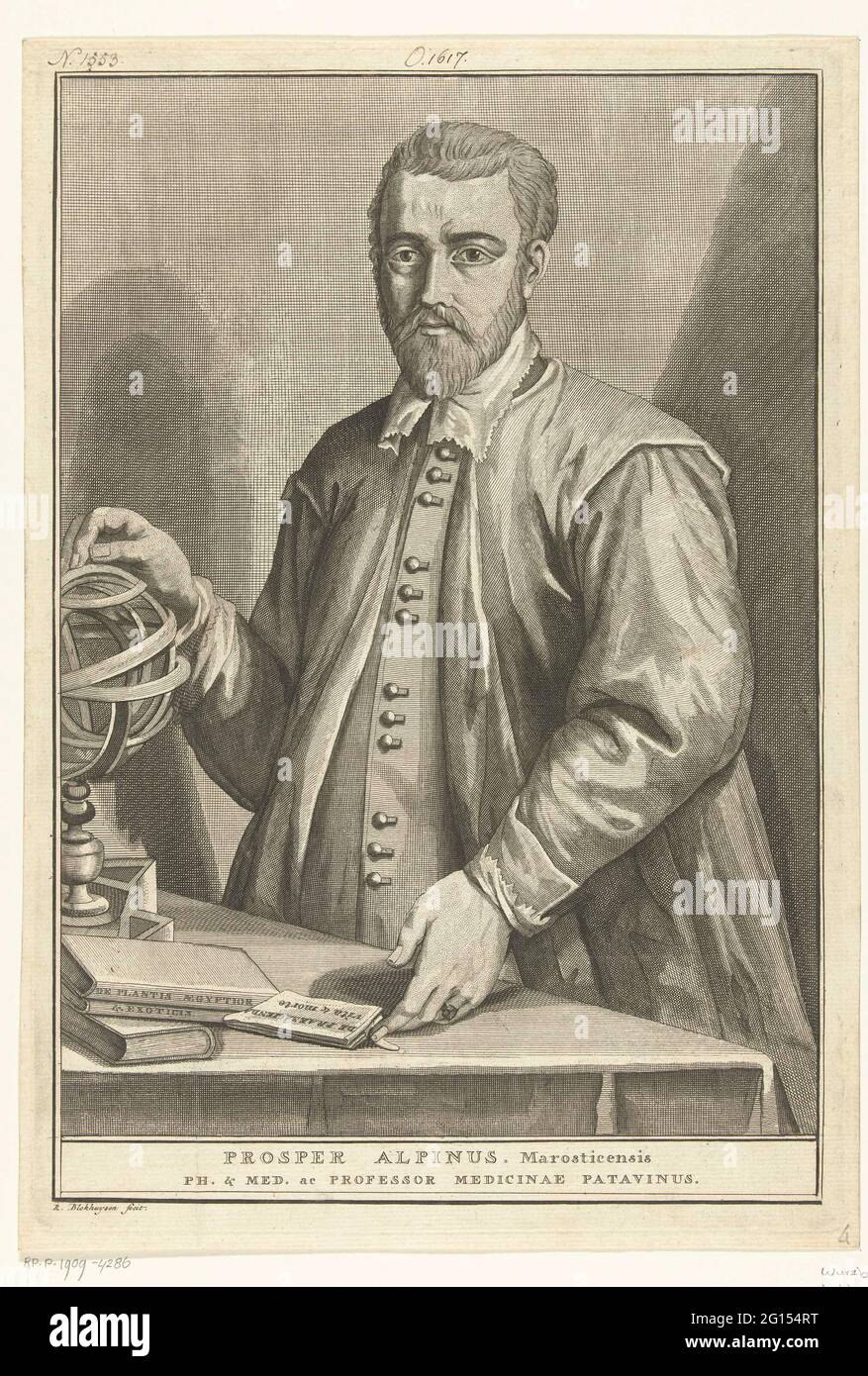 Portrait of botanist Prosper Alpinus; Prosper Alpine. Portrait of ...