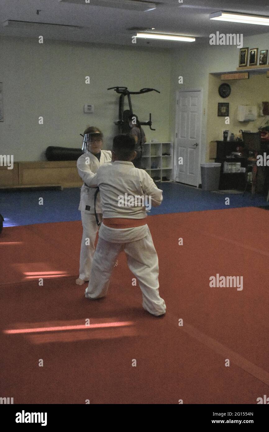This action photo is of my daughter and her classmates in a Karate ...