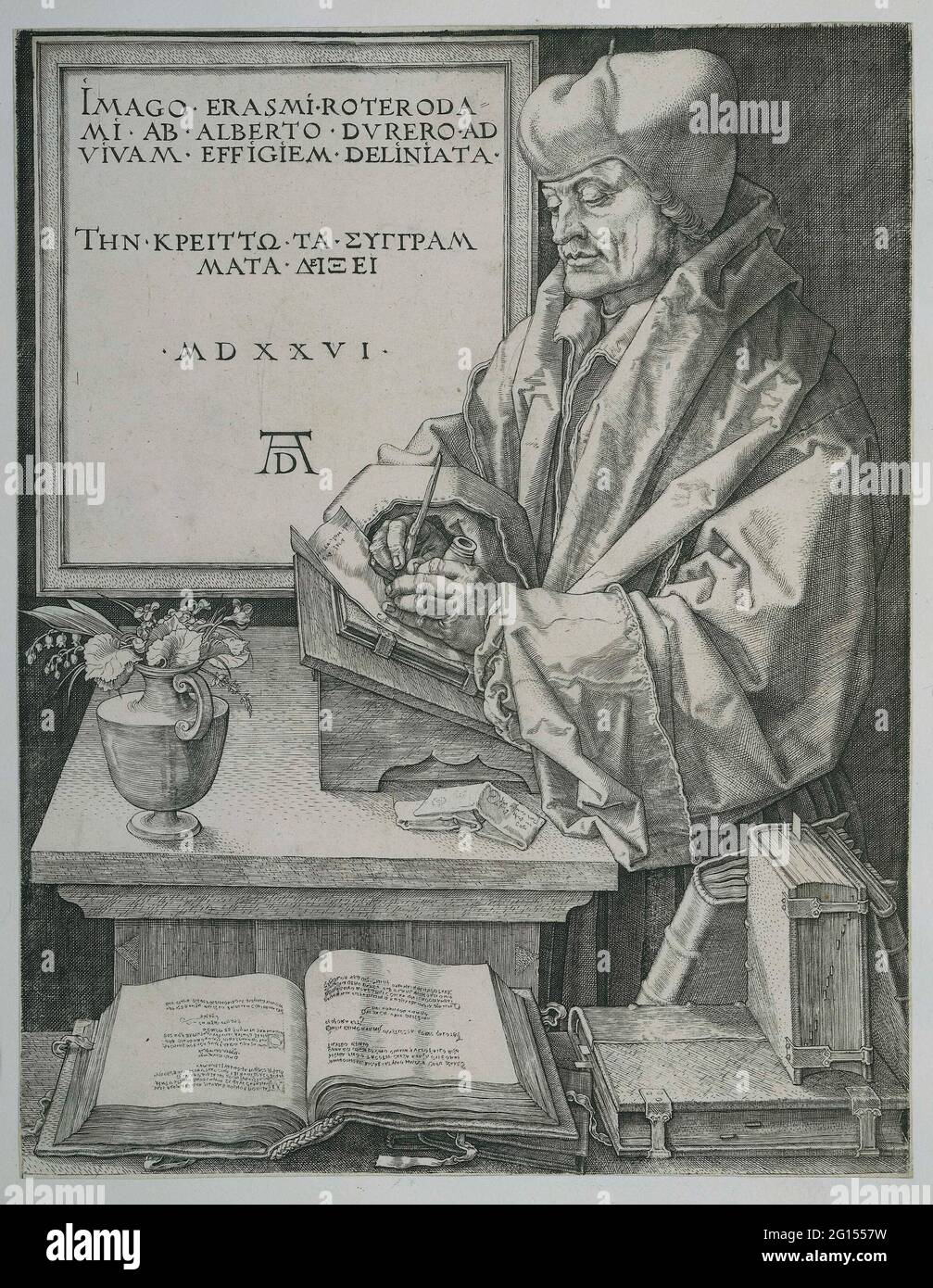 Portrait of Erasmus; Imago Erasmi Roterodami AB Alberto Durero Ad Vivam ...