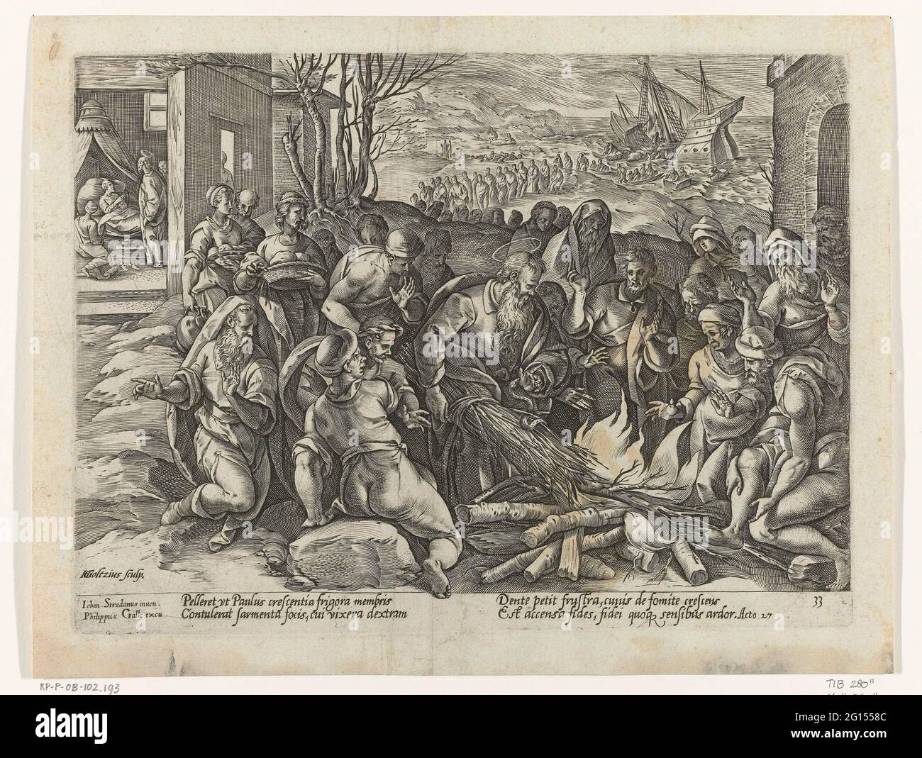 Paul bitten by a viper; History of the apostles. Paul is bitten by a ...