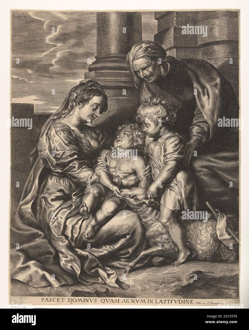 Maria with child and holy Anna and Saint John. Maria sits on the floor ...