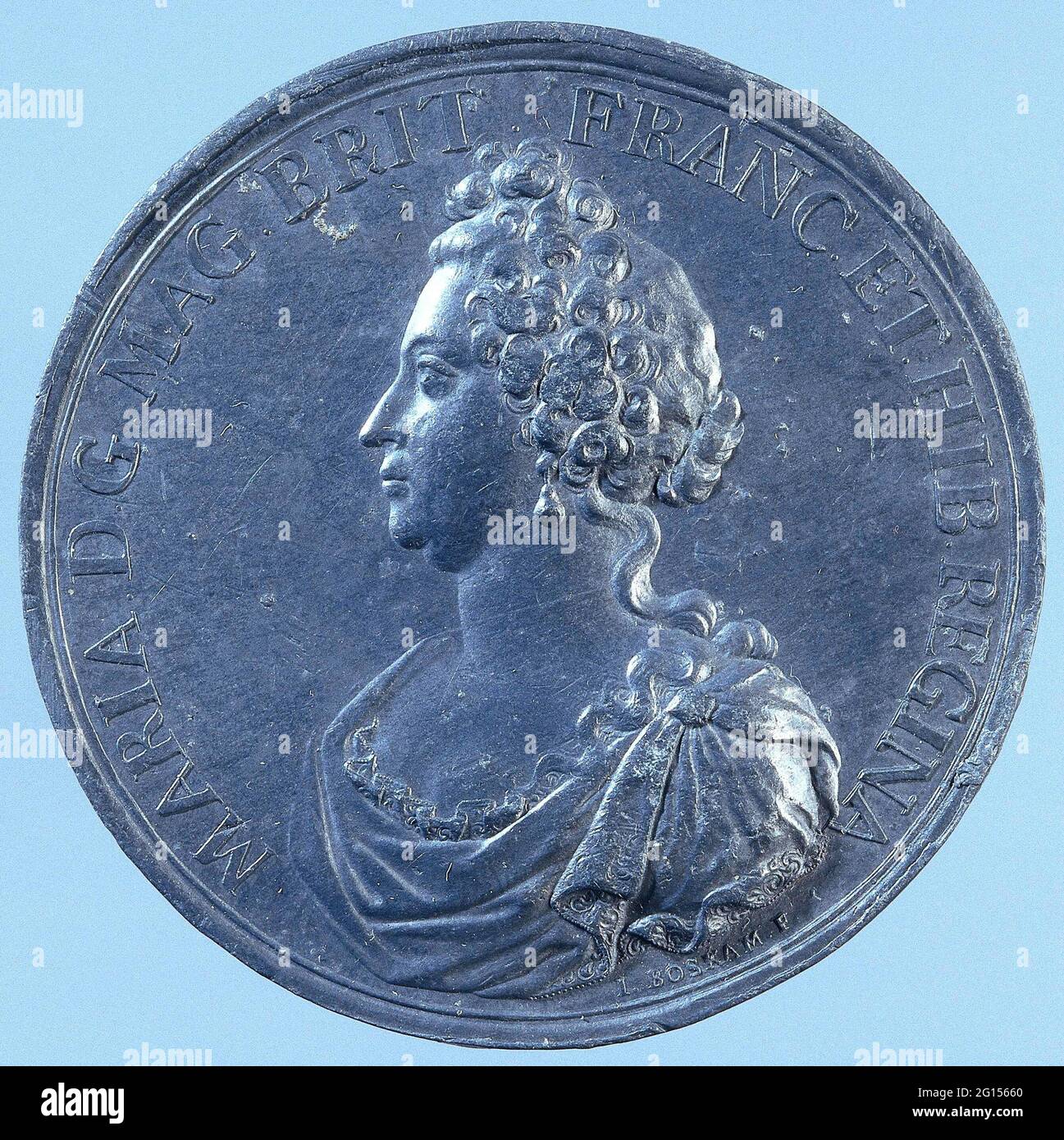 Death of Maria II van England. LOUED PENNING. Front: breastpiece woman ...