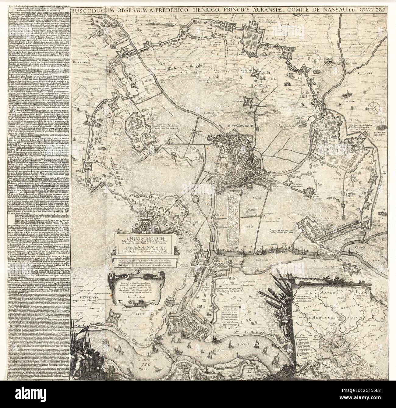Large map of the siege of Den Bosch by Frederik Hendrik, 1629 ...