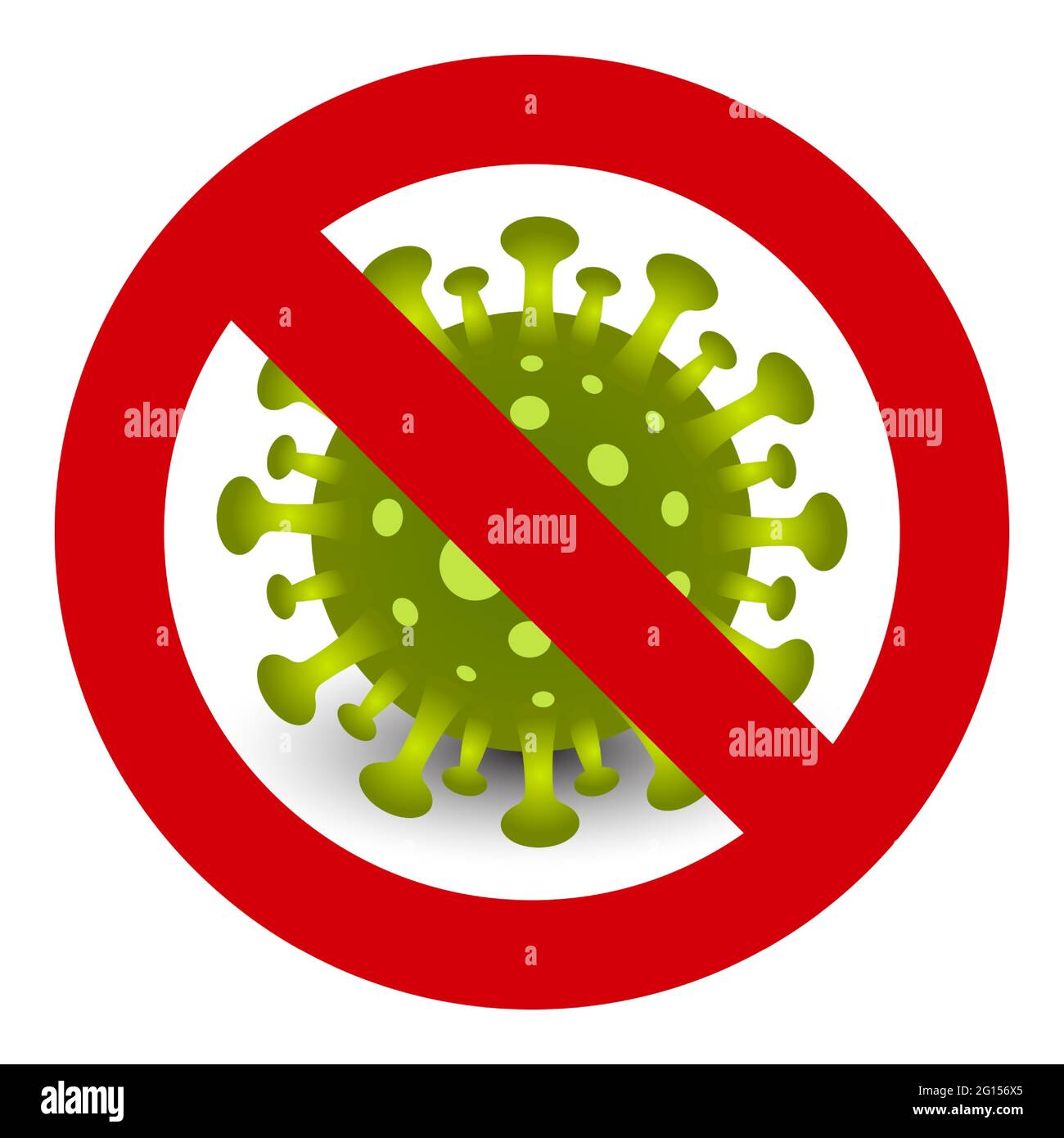 Coronavirus stop icon in red prohibitory round sign. Pandemic stop ...