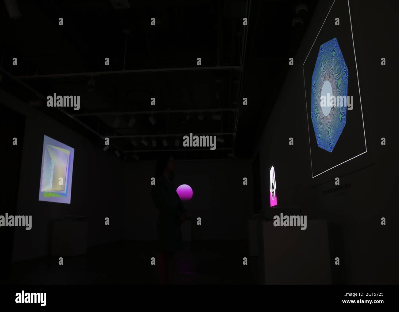 New York, USA. 04th June, 2021. NFT art is on display at Sotheby's ...