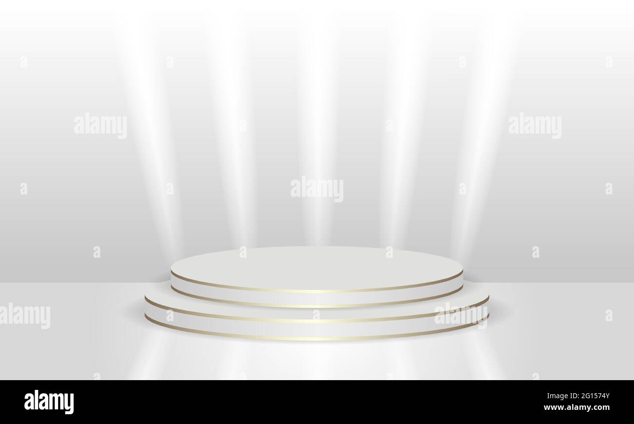 Abstract 3d round scene for product display. Podium in white background ...