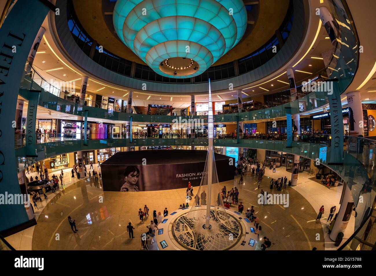 The interior of Dubai Mall via fisheye lens Stock Photo - Alamy