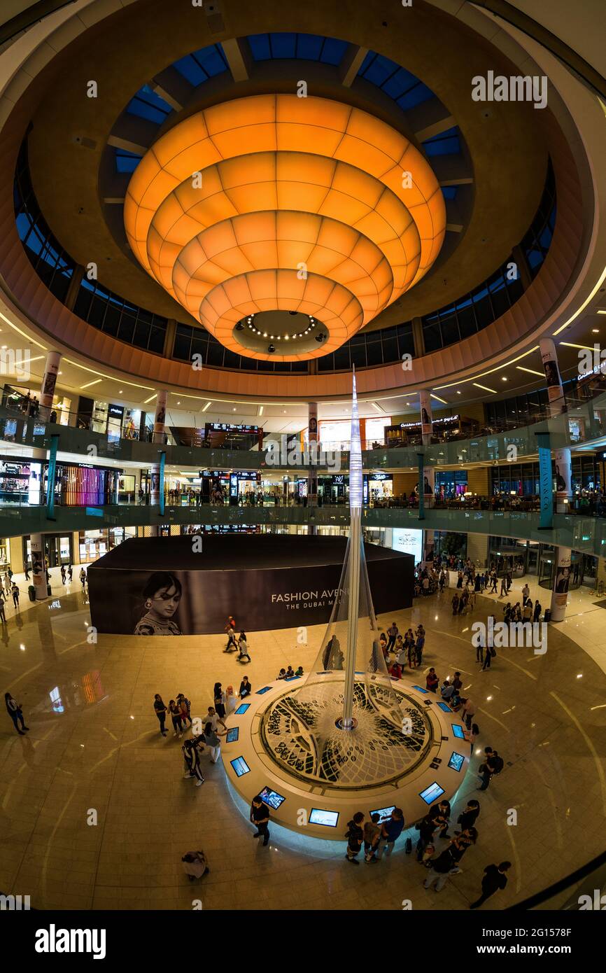 The interior of Dubai Mall via fisheye lens Stock Photo - Alamy