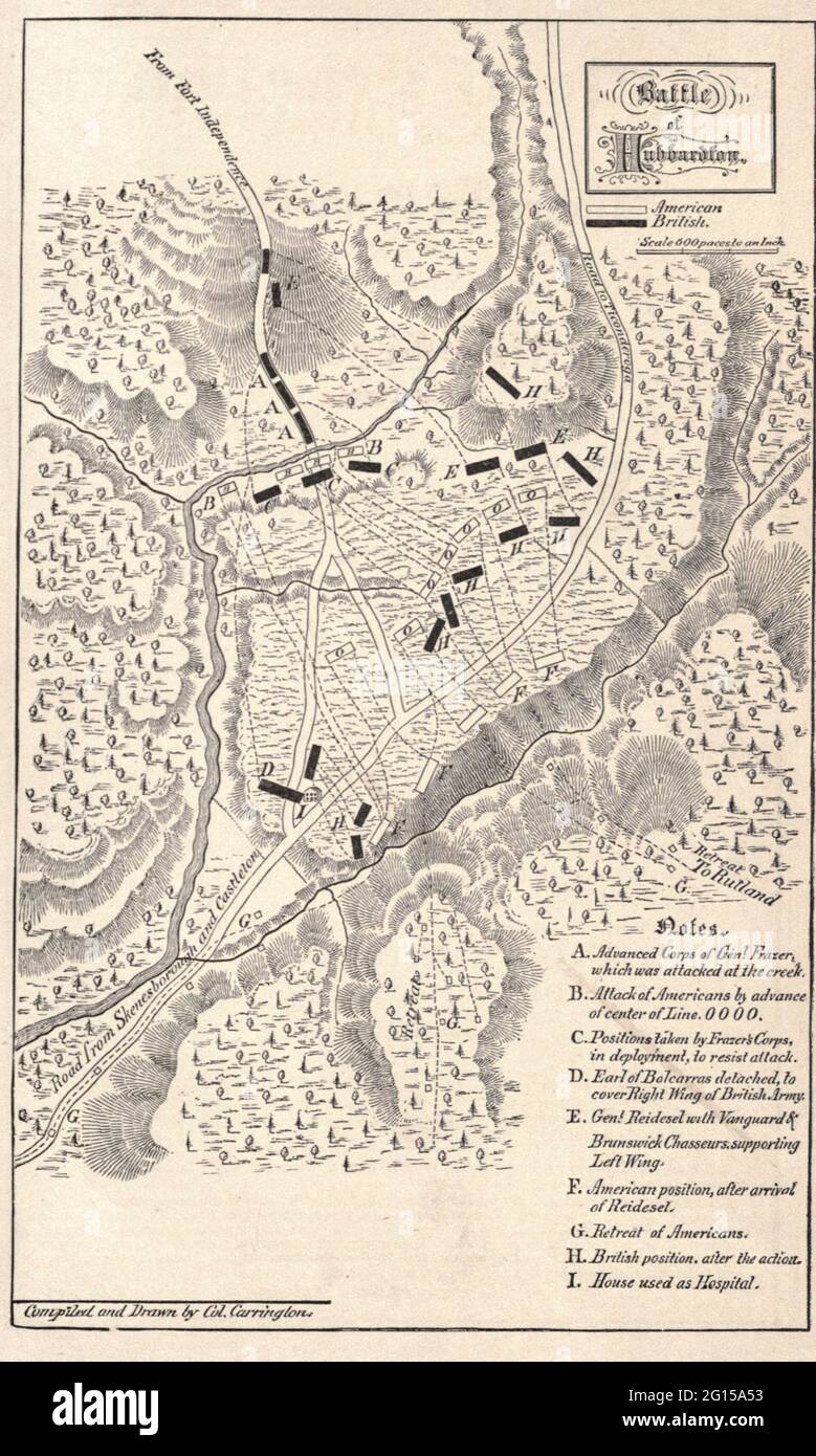 Battle Map of the Battle of Hubbardton during the American ...