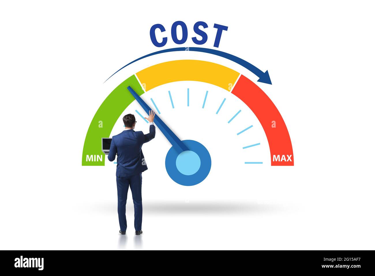 Cost management concept with the businessman Stock Photo - Alamy