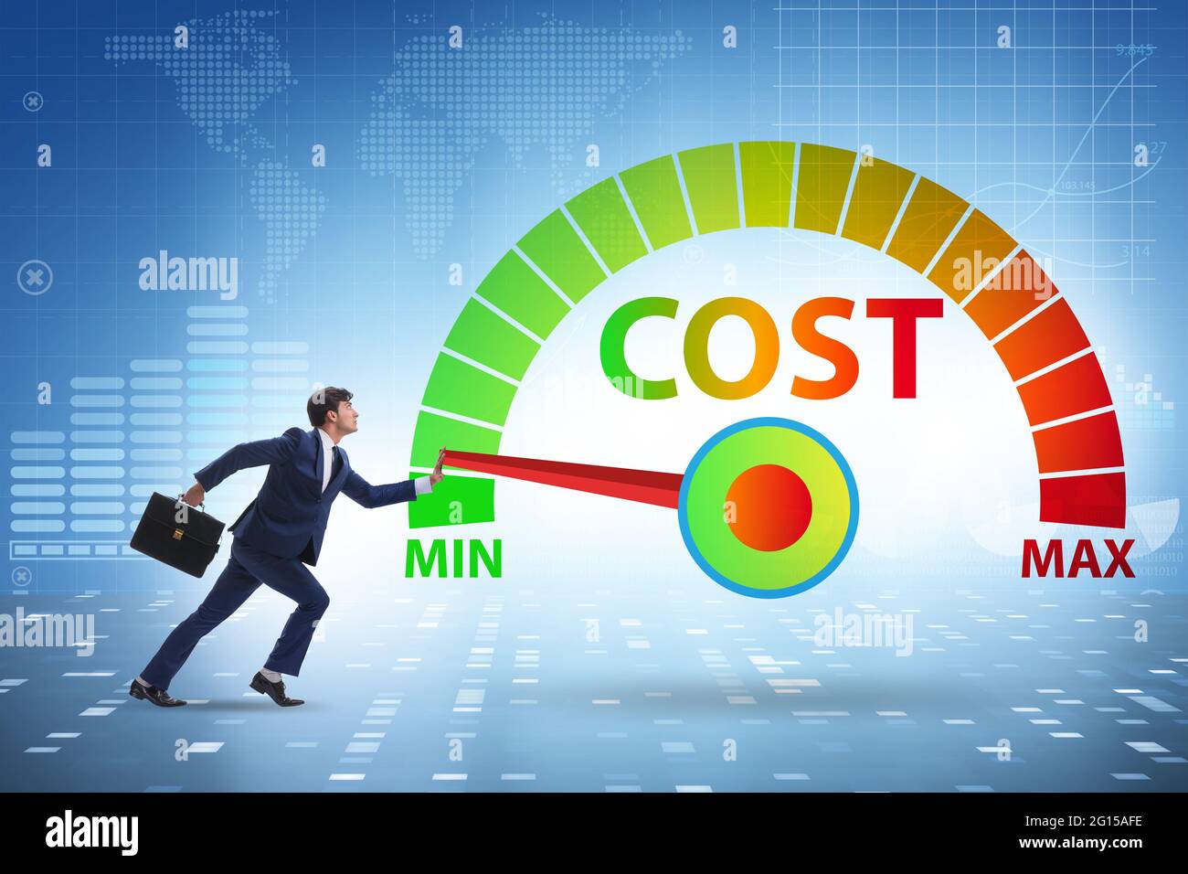 Cost management concept with the businessman Stock Photo - Alamy