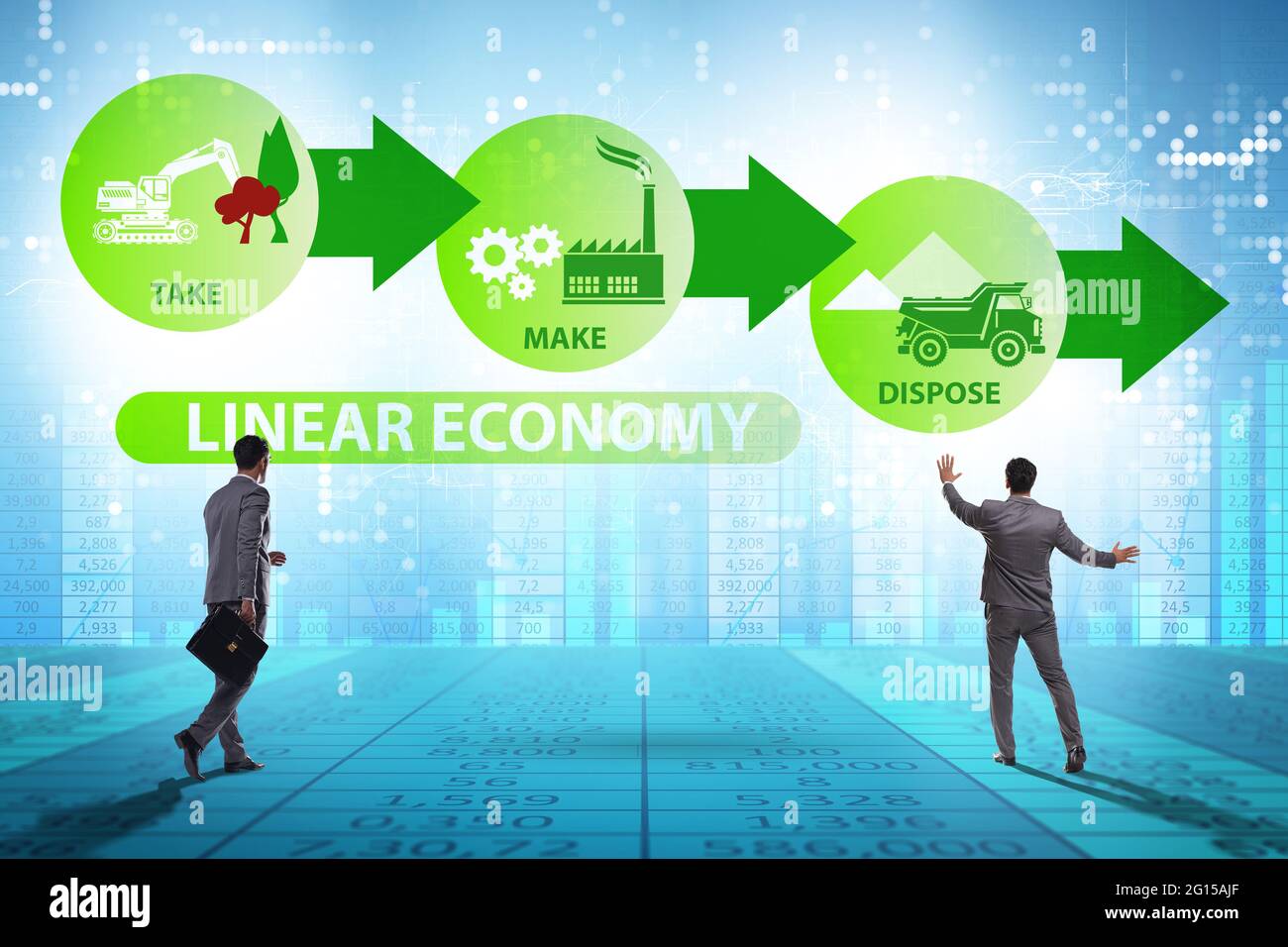 Concept of linear economy with the businessman Stock Photo - Alamy