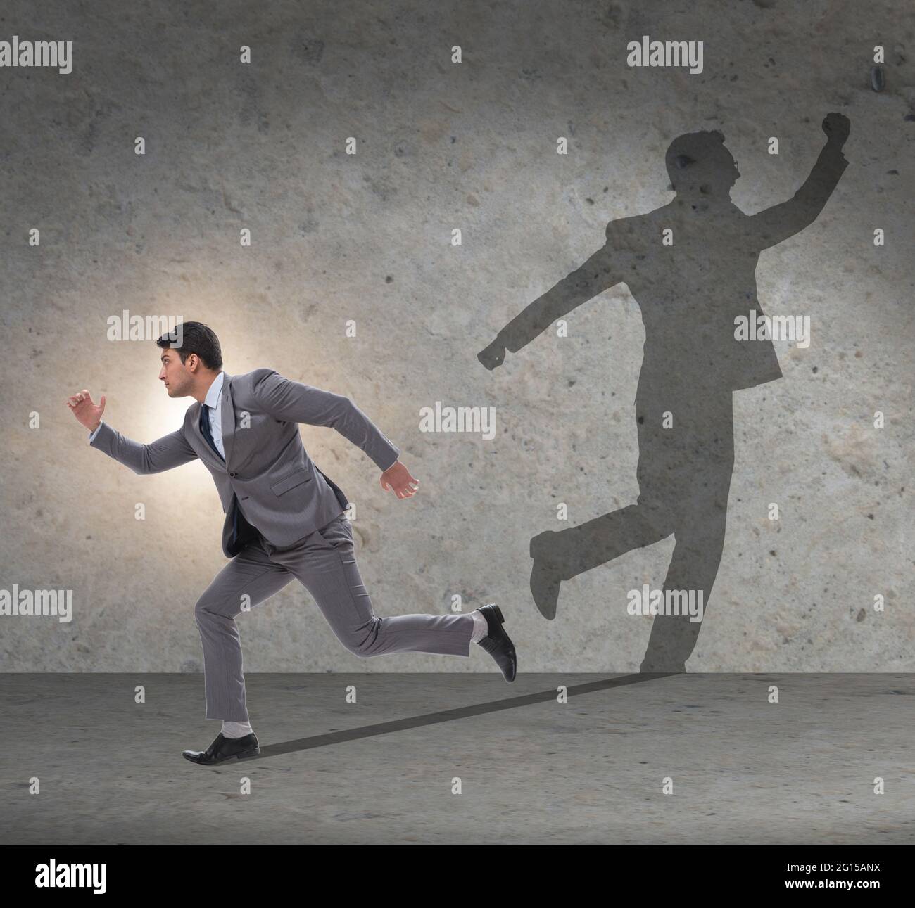The businessman and his shadow in business concept Stock Photo - Alamy