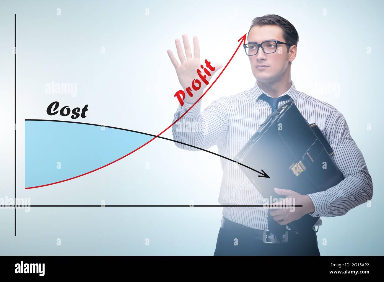 Concept of the proft and loss with businessman Stock Photo - Alamy