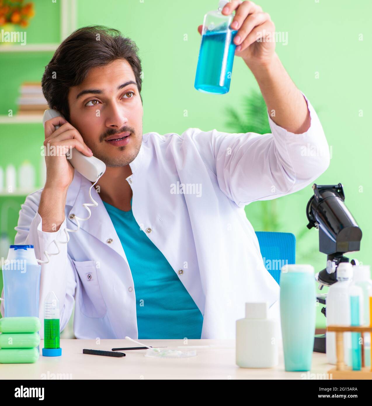 The chemist testing soap in the lab Stock Photo - Alamy