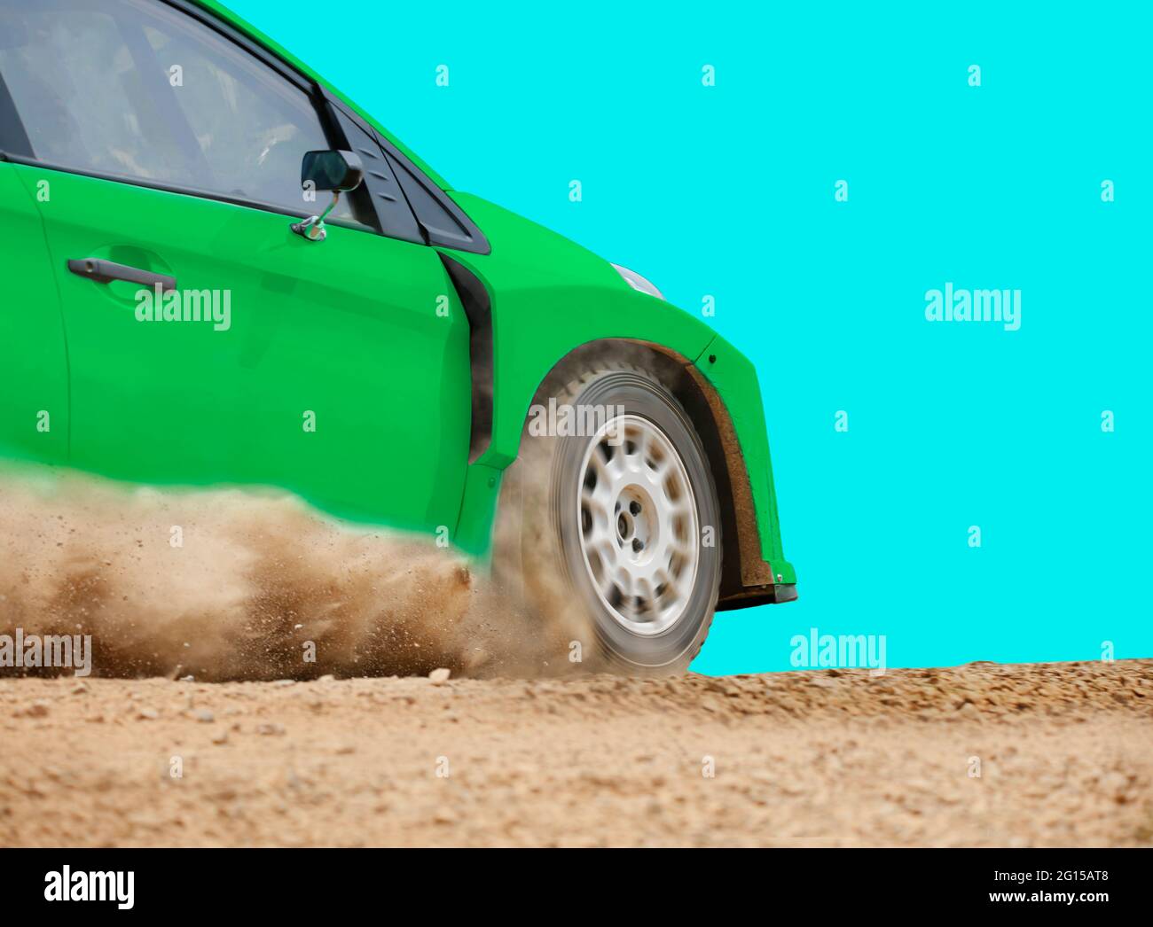Rally racing car on dirt road, with clipping path Stock Photo - Alamy