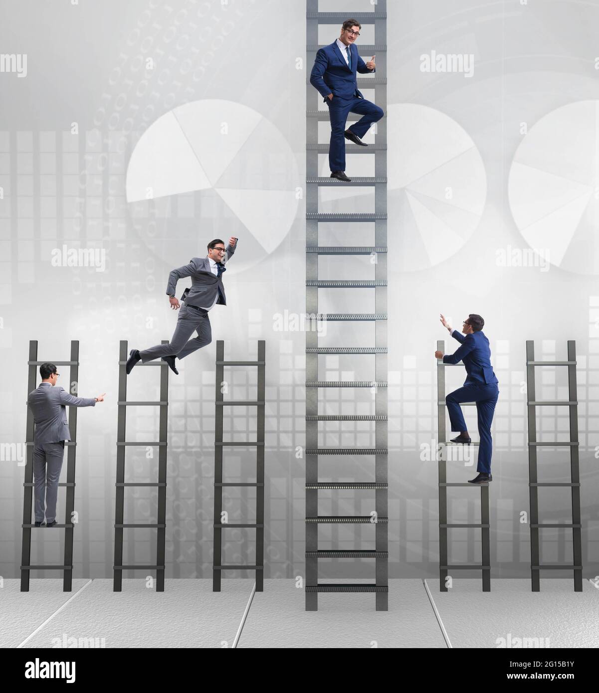 The competition concept with businessman beating competitors Stock ...