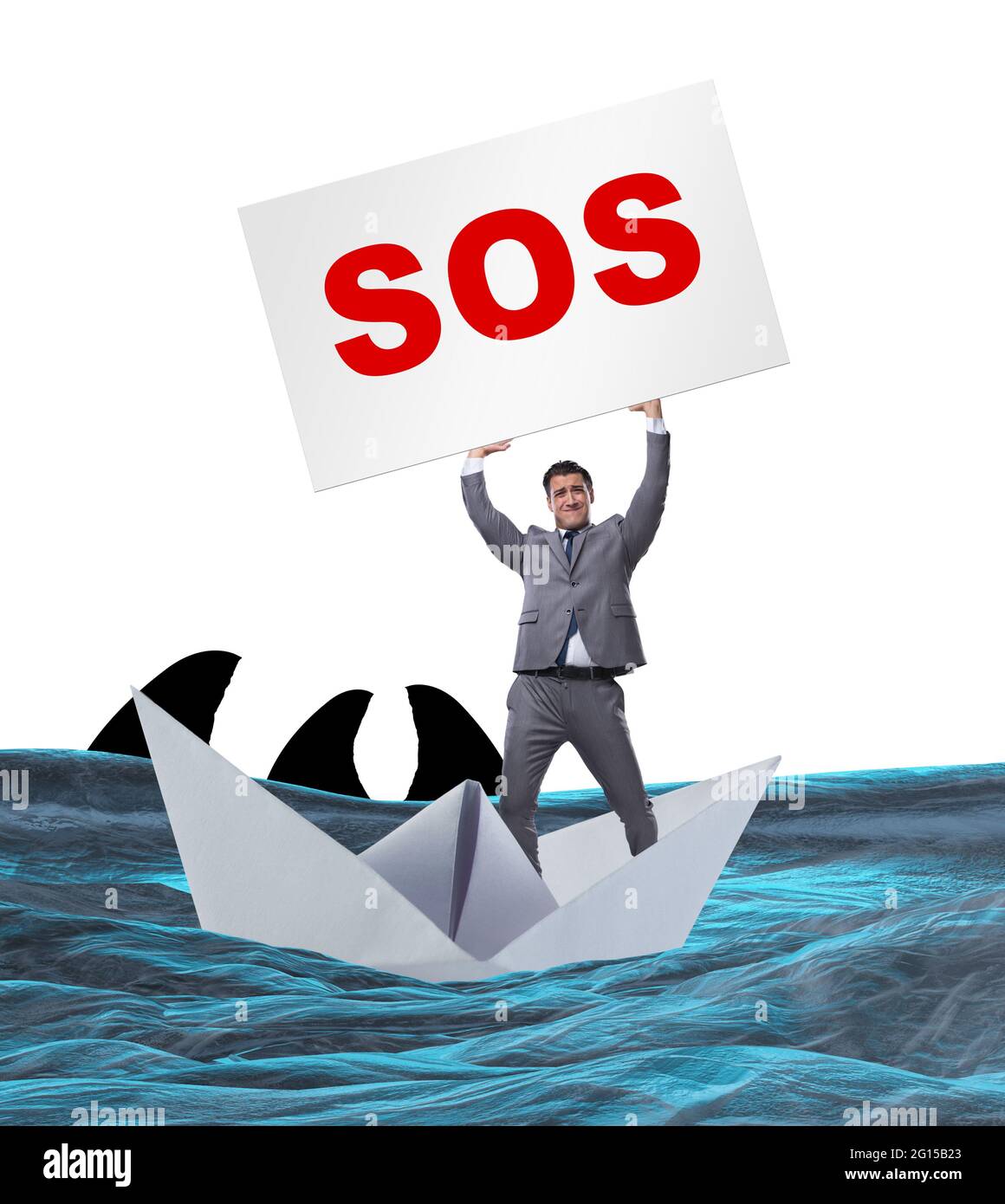 Businessman asking help sos hi-res stock photography and images - Alamy