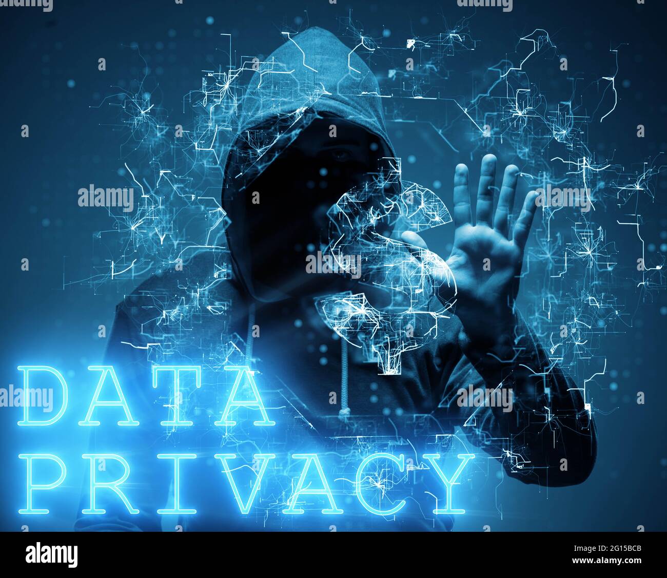 The data privacy concept with hacker stealing personal information ...