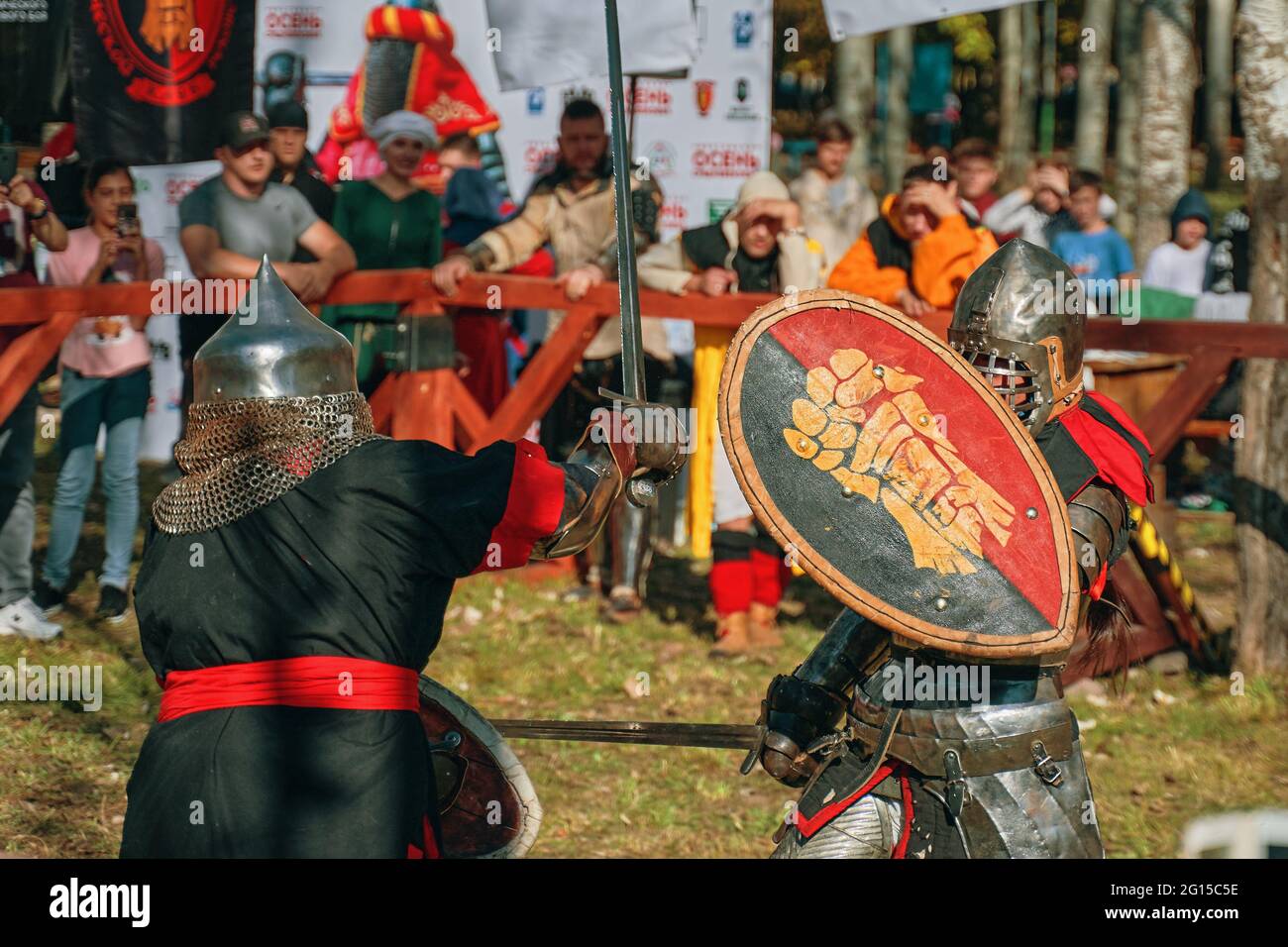 Fights among women in armor. The battle between the knights-girls ...