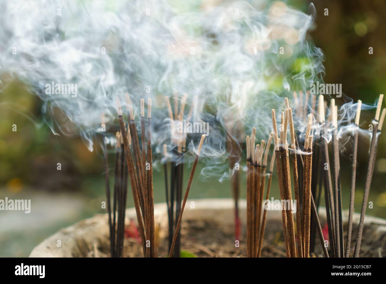 burning aromatic incense sticks. Incense for praying hindu and buddha ...