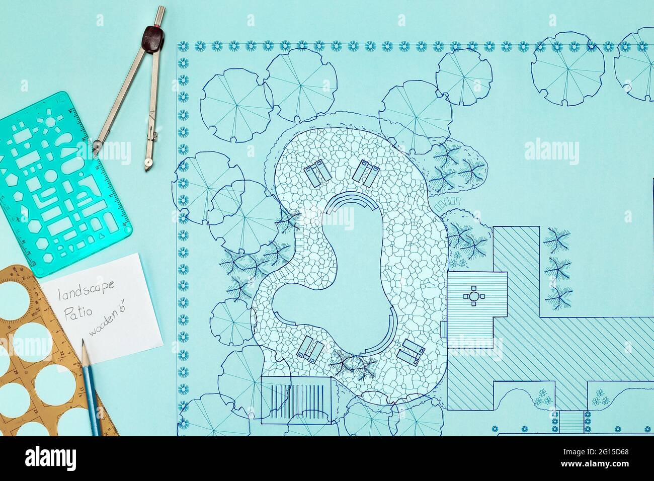 Blueprint Landscape architect design backyard plan for villa Stock ...