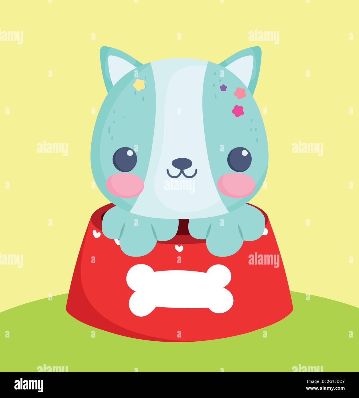 Cute kitten food bowl Stock Vector Images - Alamy