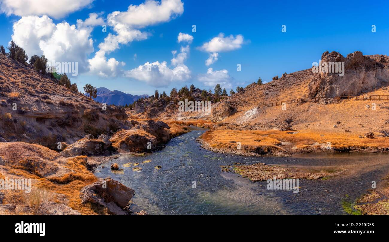 View of natural Hot Springs at Hot Creek Geological Site Stock Photo ...