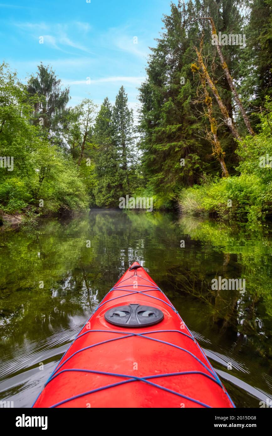 Adventure Concept Kayaking in Red Kayak Stock Photo - Alamy