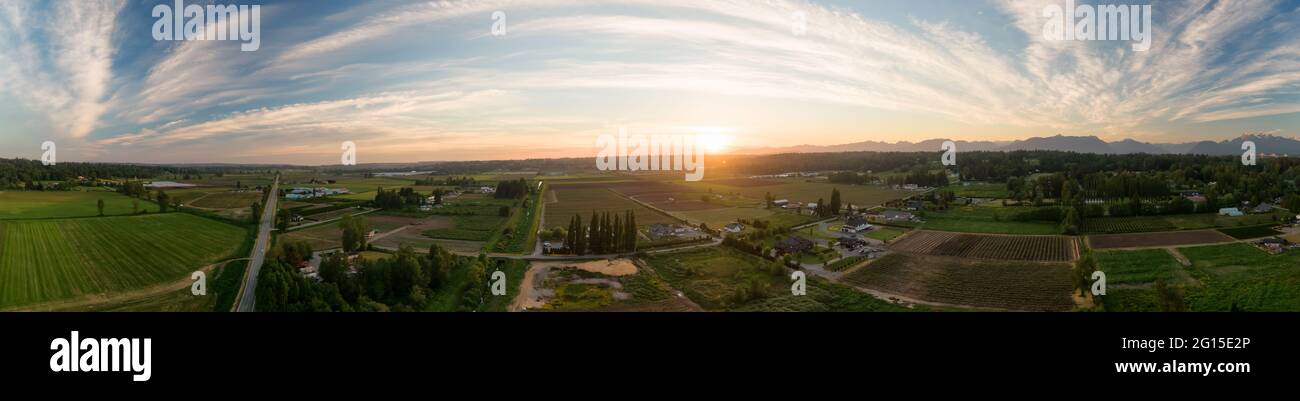 Aerial Panoramic View of Farm Fields in Fraser Valley Stock Photo - Alamy Aerial Panoramic View of Farm Fields in Fraser Valley Stock Photo - Alamy