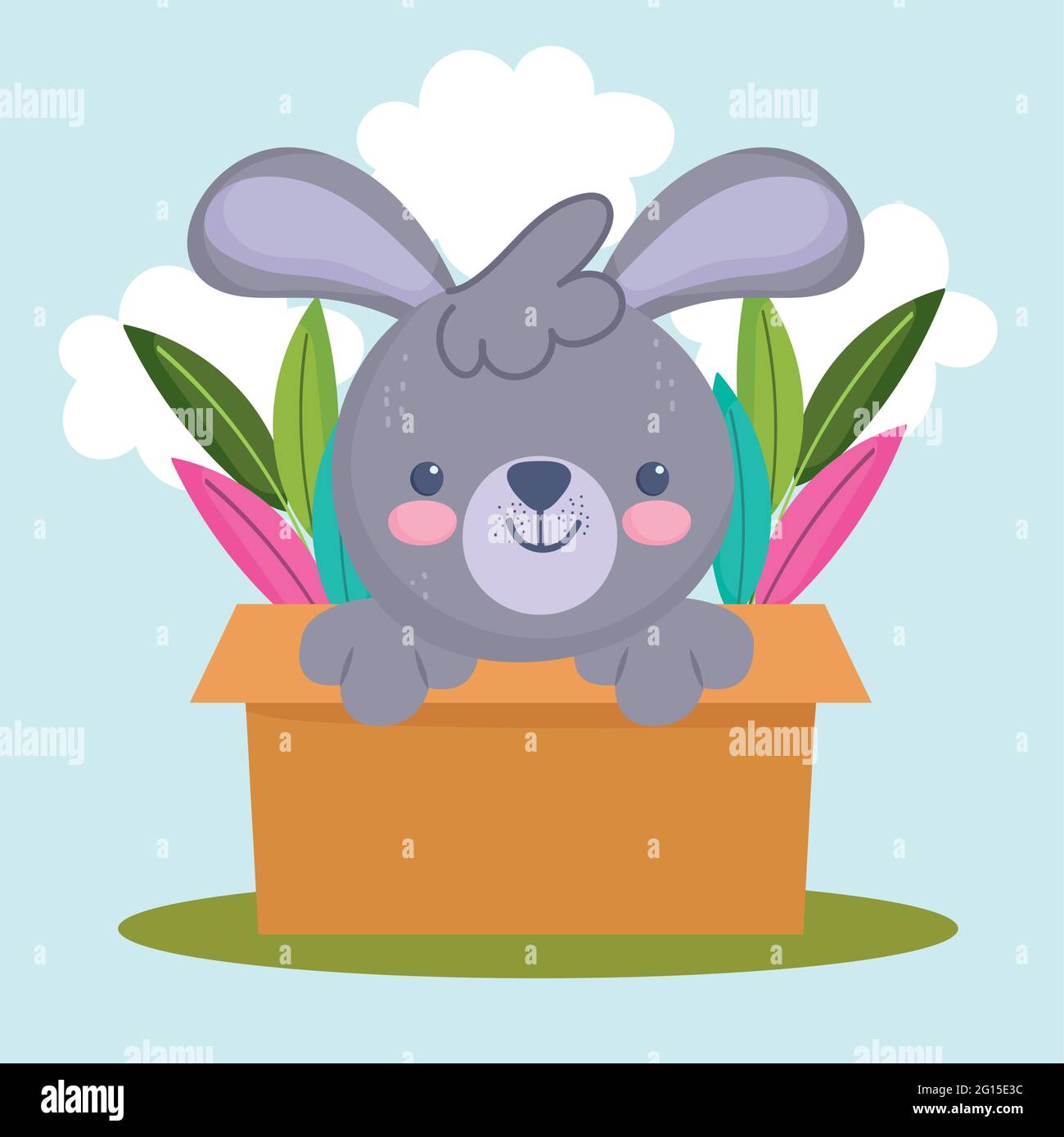 bunny in cardboard box Stock Vector Image & Art - Alamy