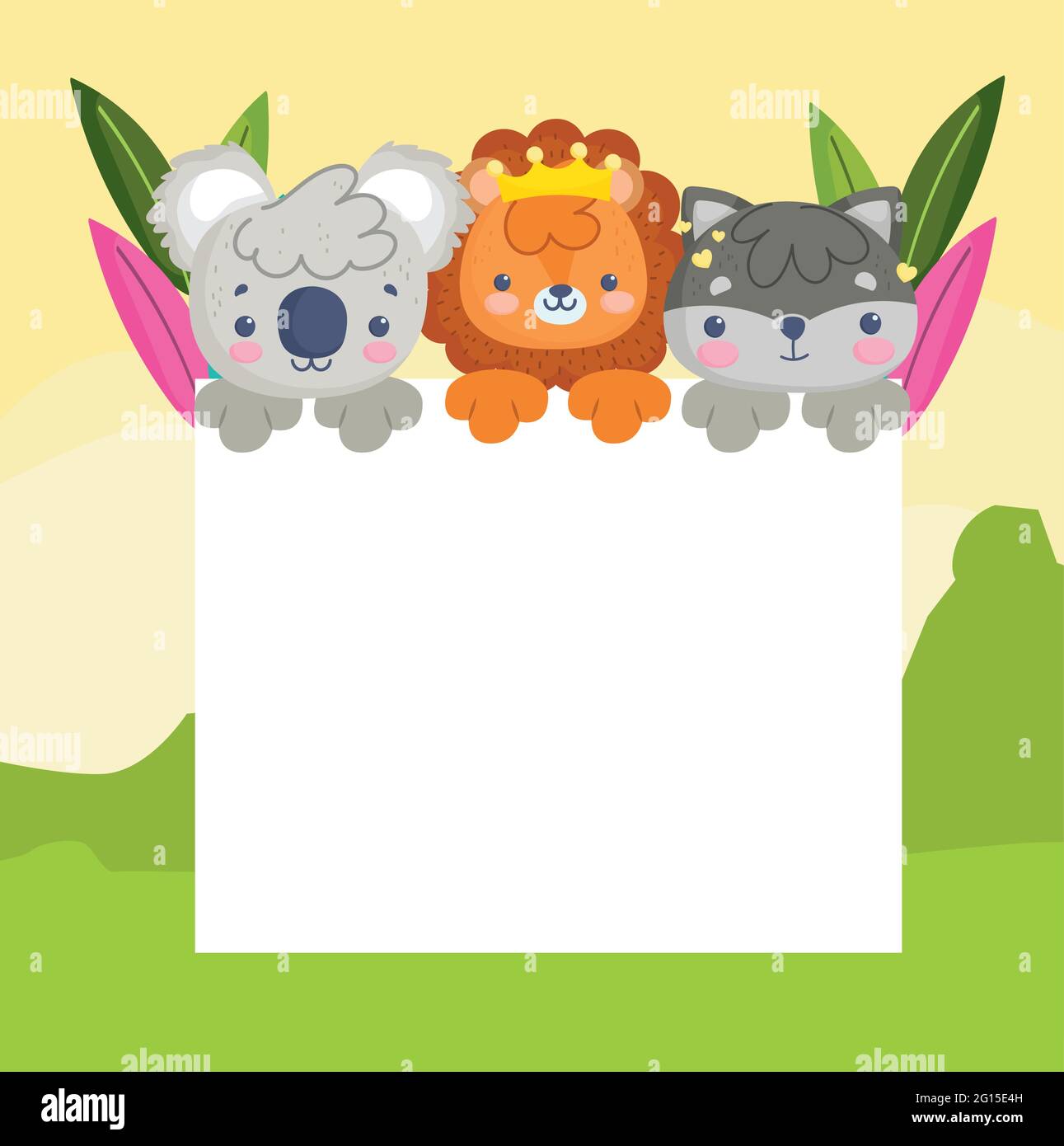 animals cute with banner Stock Vector Image & Art - Alamy